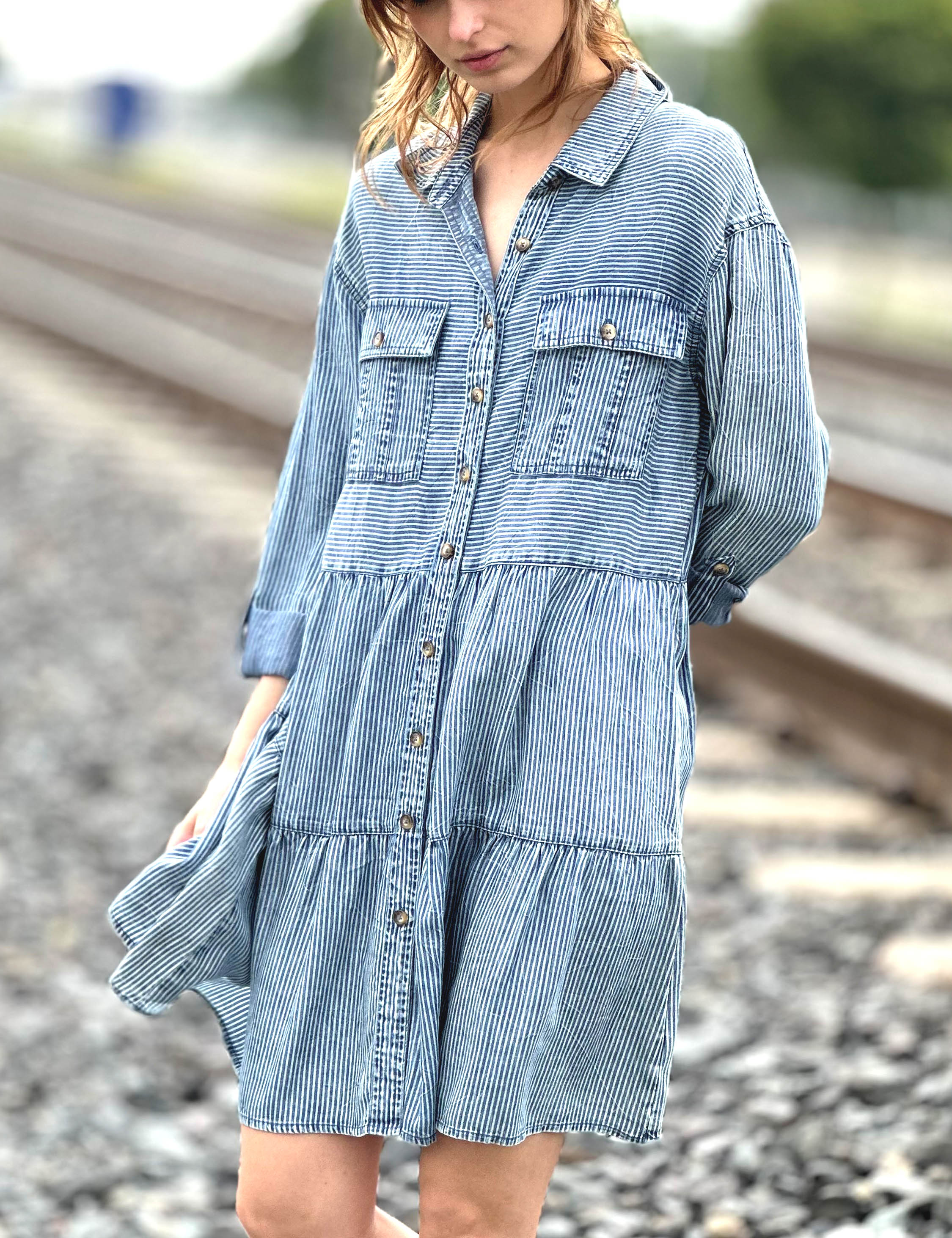 Women’s Aerial Railroad Print Dress – Billy T – billytshop