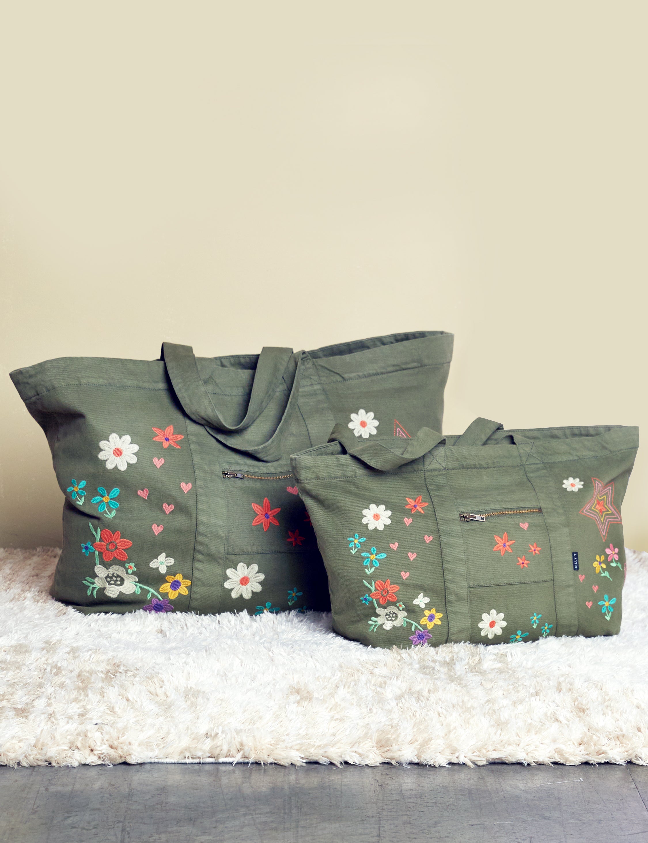 Women’s Really Big Green Embroidered Tote – Billy T – billytshop