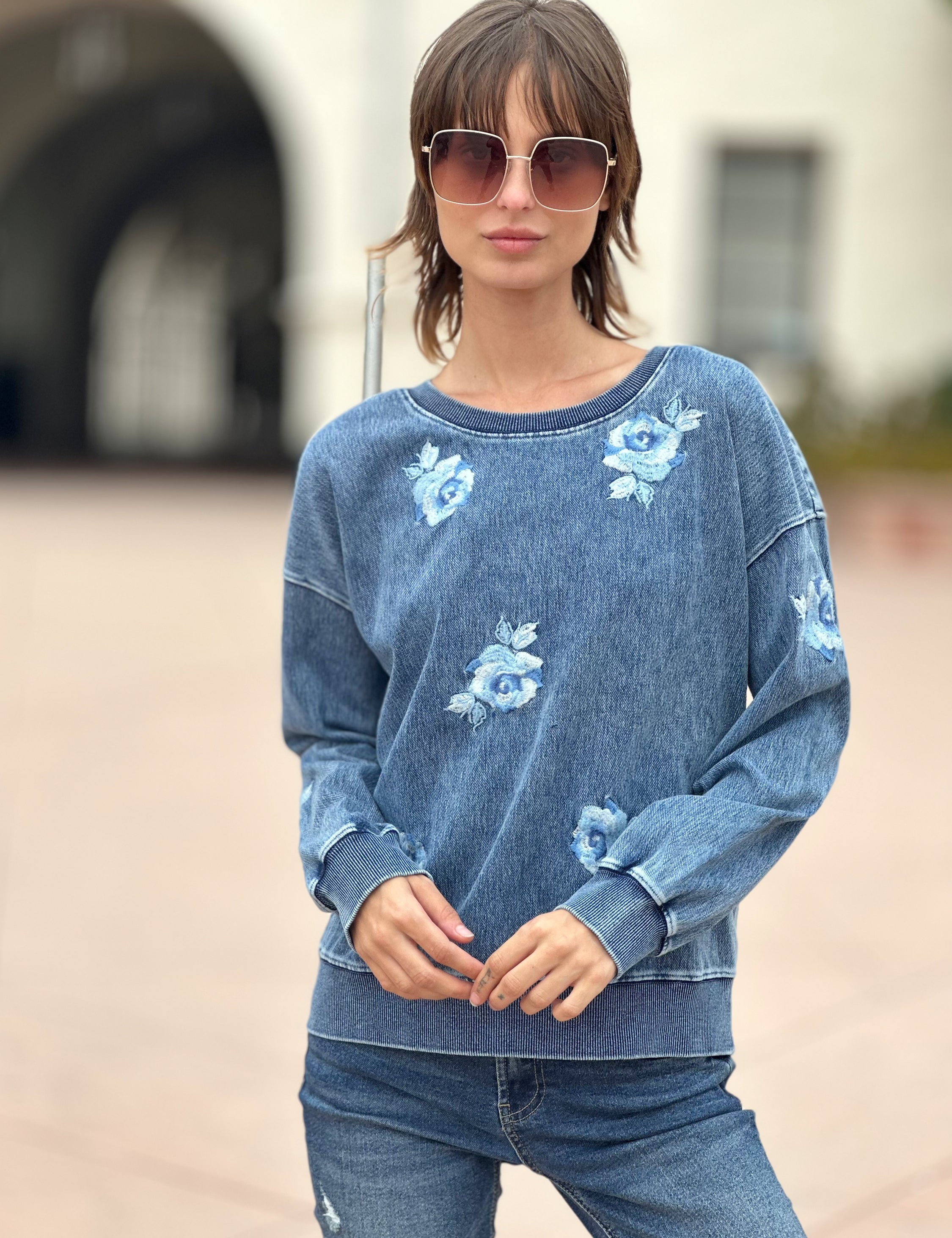 Denim Rose Sweatshirt – billytshop