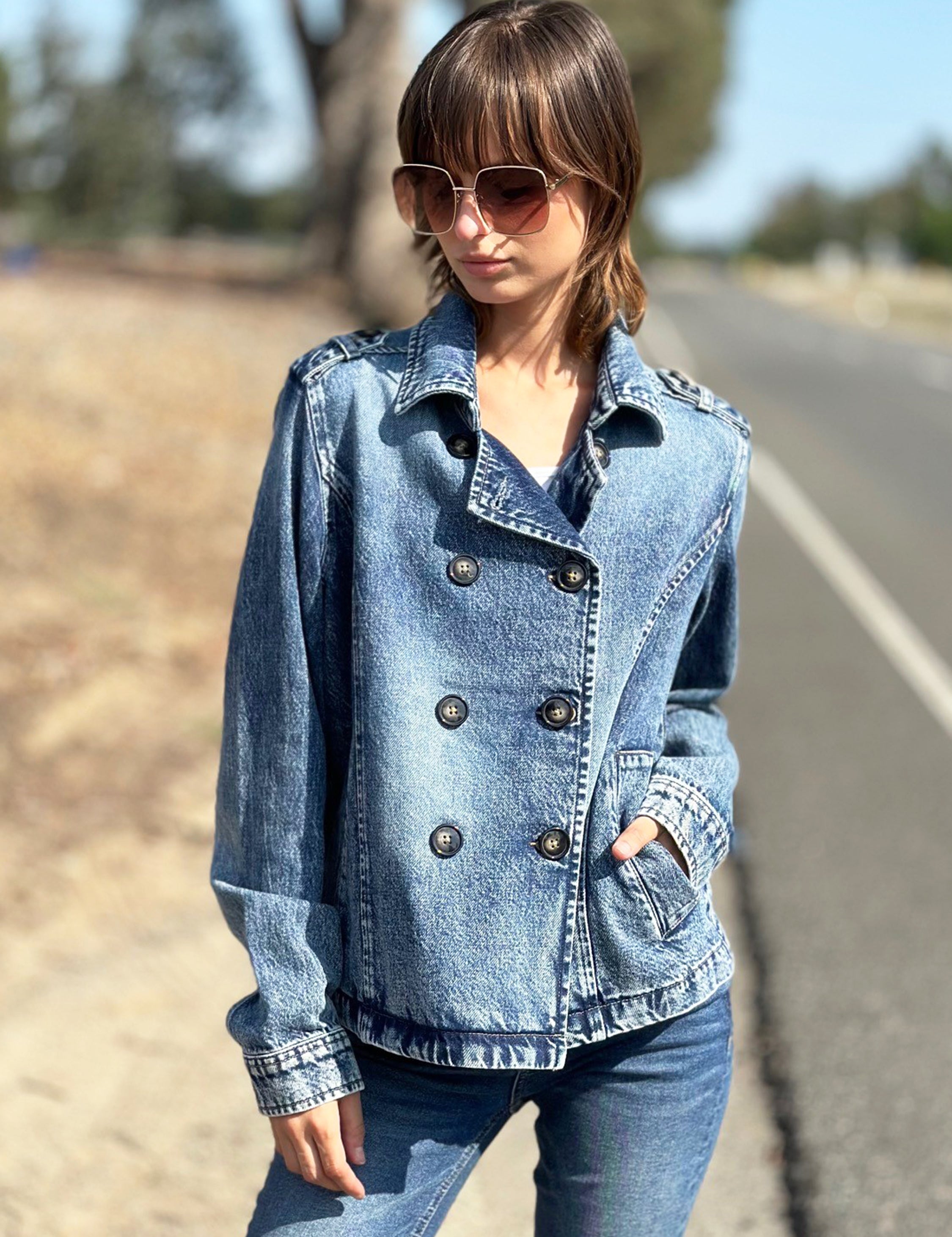 Women’s Denim 70s Style Peacoat – Billy T – billytshop