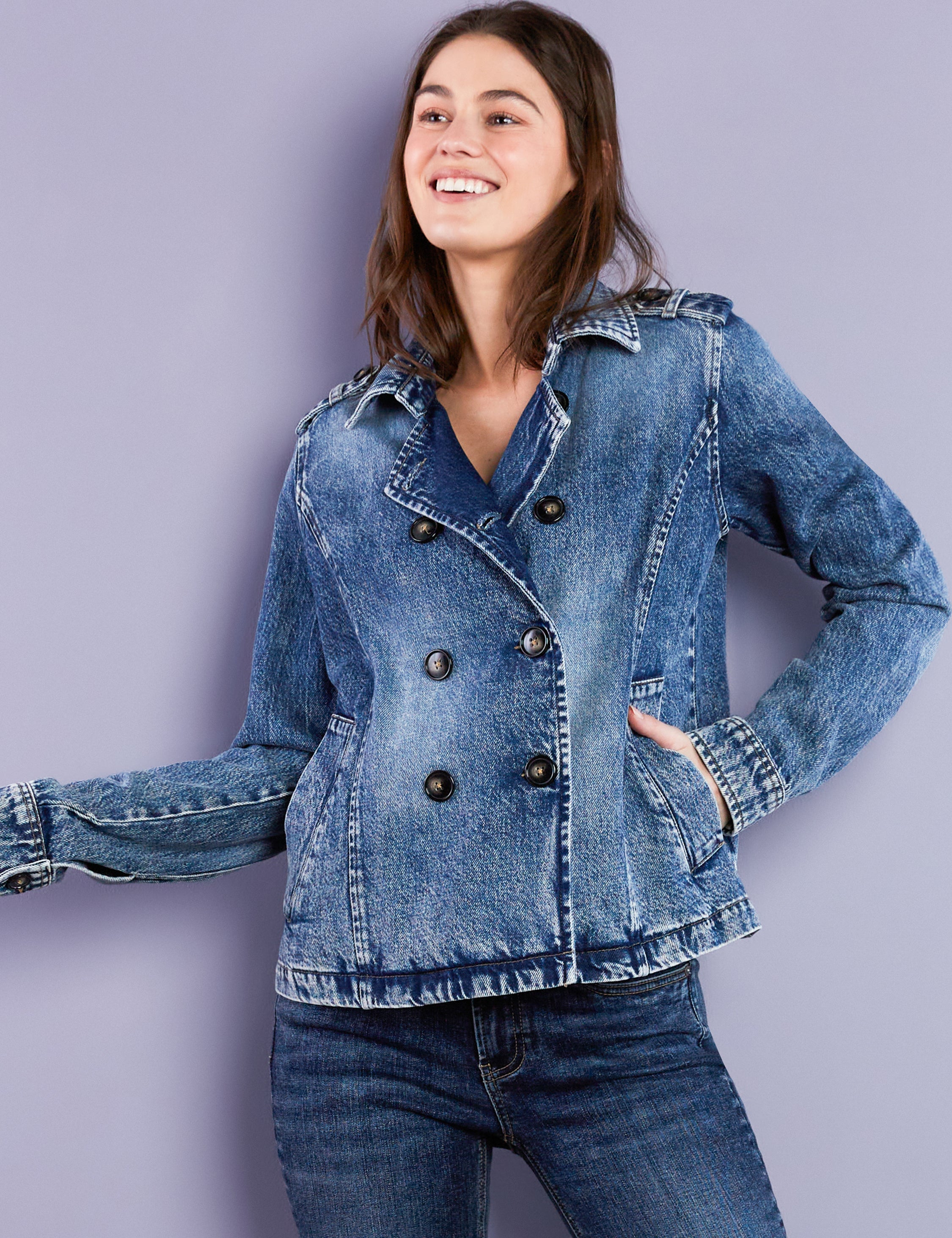 Women’s Denim 70s Style Peacoat – Billy T – billytshop
