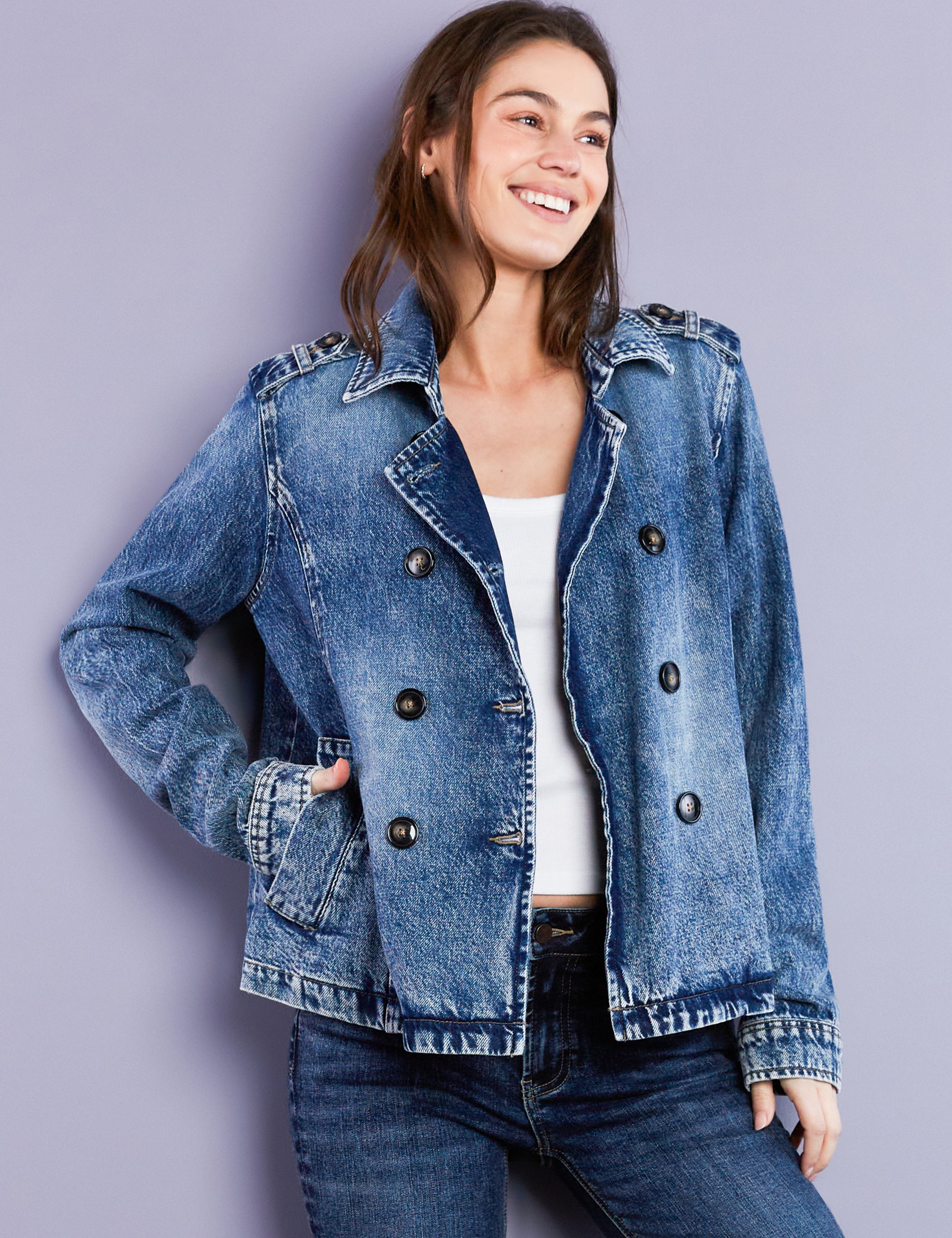 Women’s Denim 70s Style Peacoat – Billy T – billytshop