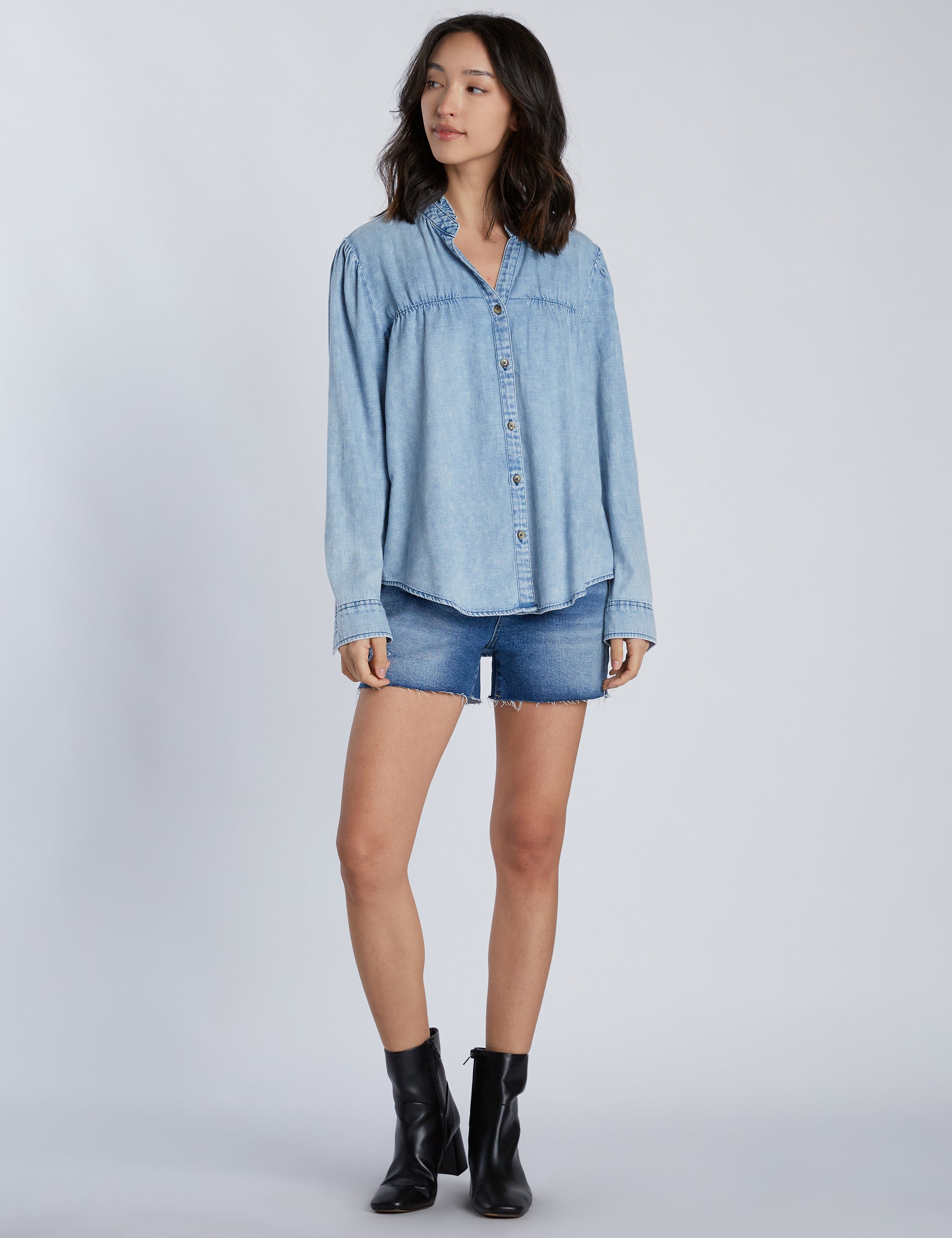 Women’s Puff Sleeve Plaid Button Shirt – Billy T – billytshop