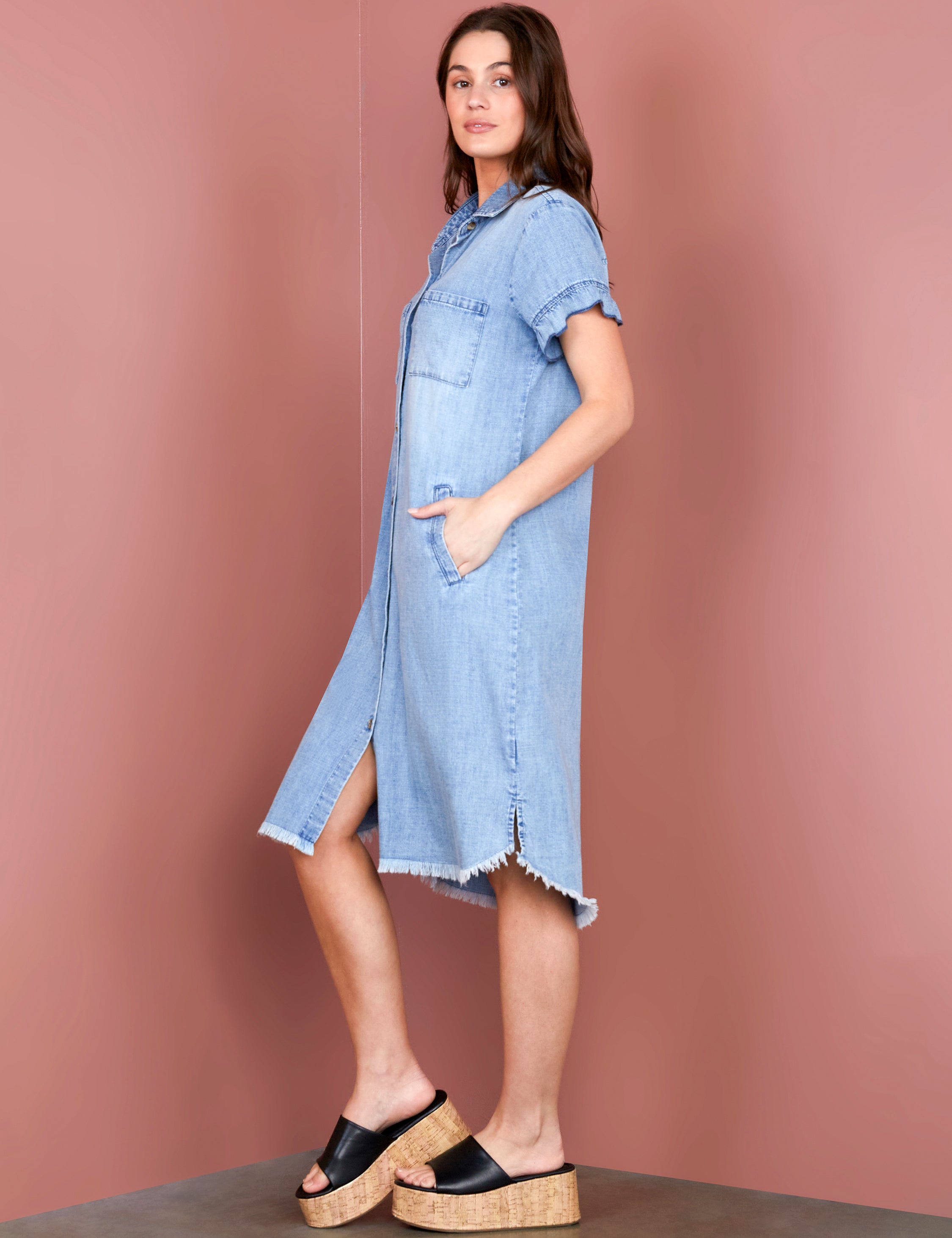 Ruffle Denim Dress – billytshop
