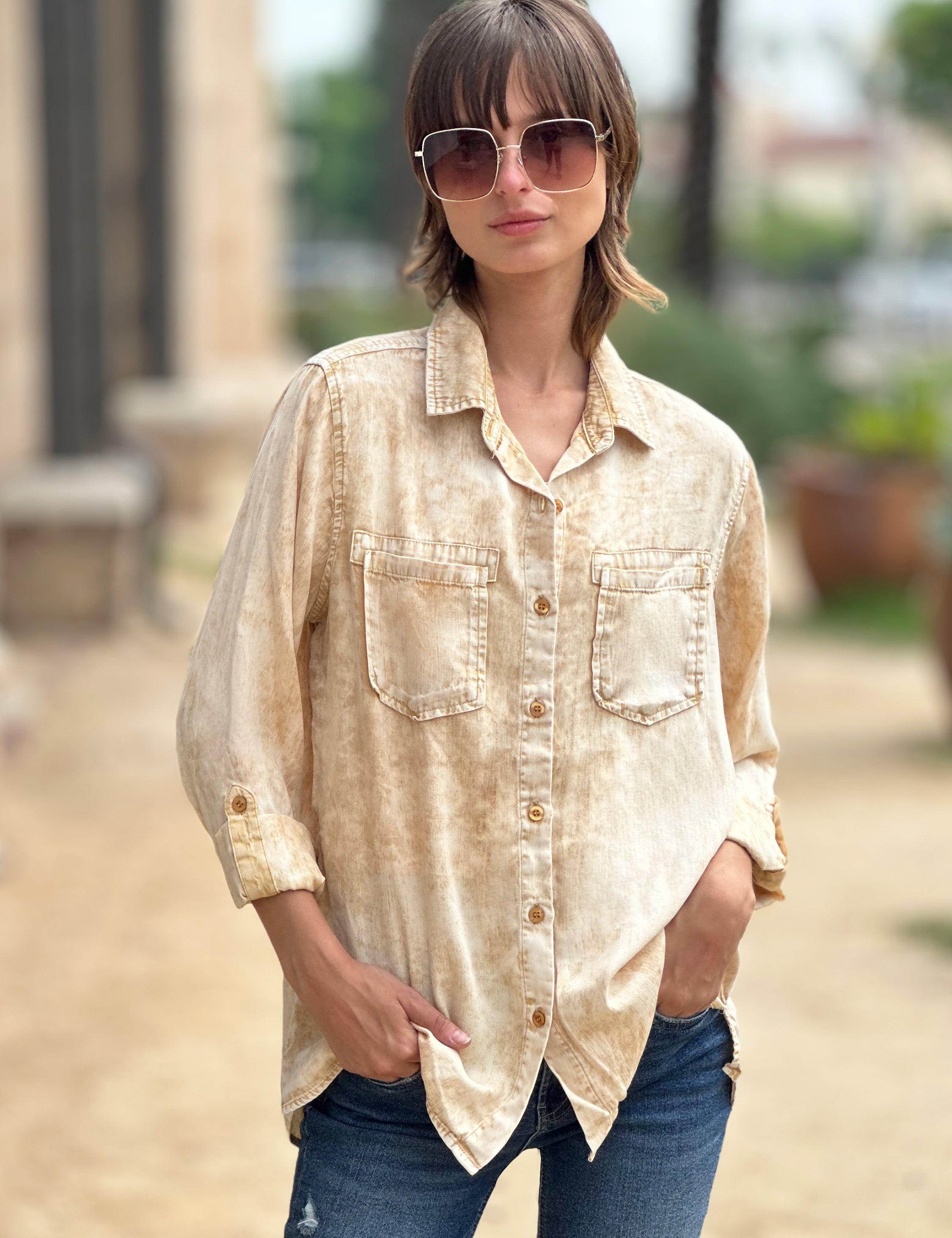 Women’s Soft Lyocell Split Back Shirt – Billy T – billytshop